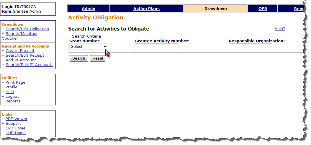 How does an authorized grantee user obligate funds to an activity ...